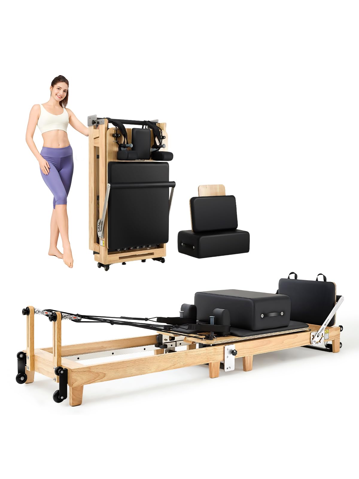 Amazon.com : Pilates Reformer Machine,Foldable Pilates Reformer,Durable ...