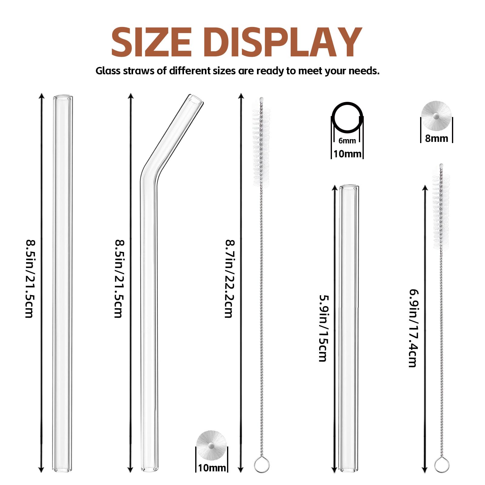 Snapklik.com : Glass Straws, 16 Pack Reusable Glass Drinking Straws ...