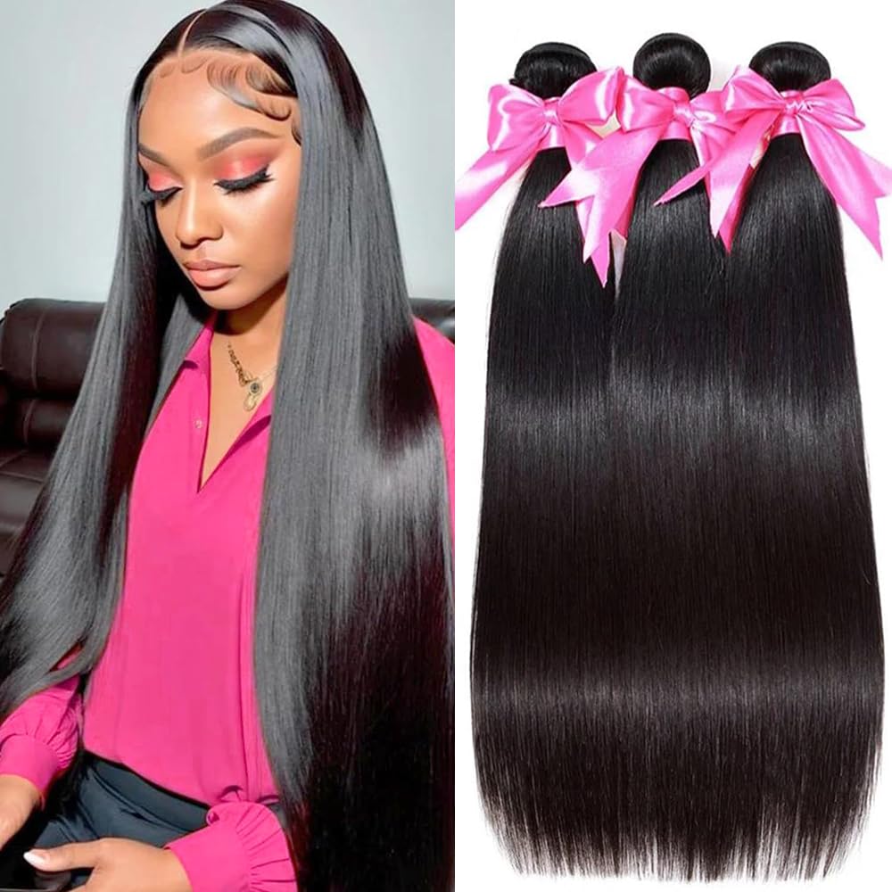 Amazon.com : 10A Brazilian Straight Human Hair 3 Bundles 20 22 24 Inch Straight Bundles Human ...