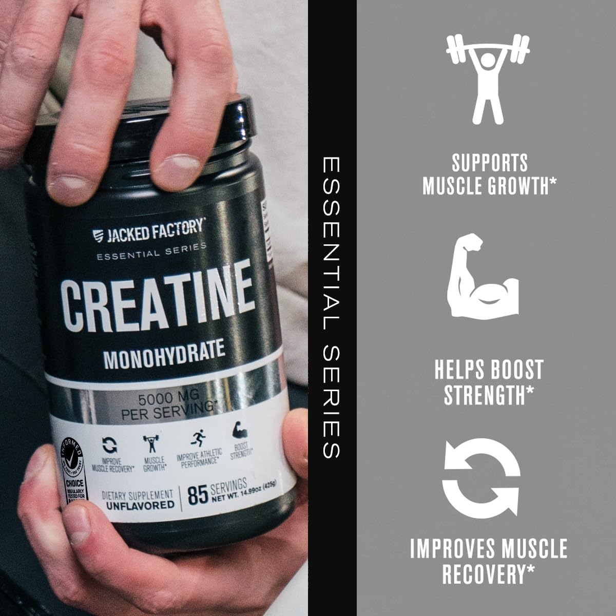 Snapklik.com : Jacked Factory Creatine Monohydrate Powder 425g - 5g Daily Creatine Supplement ...