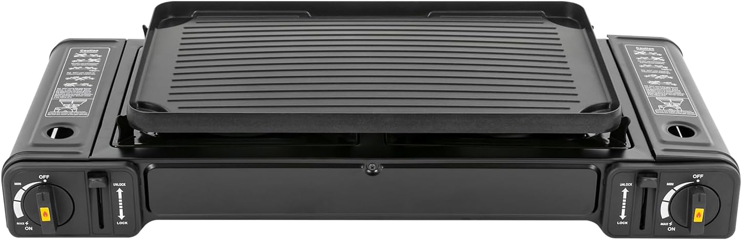 Réchaud à gaz portable - Double réchaud à gaz de camping - 2 feux ...