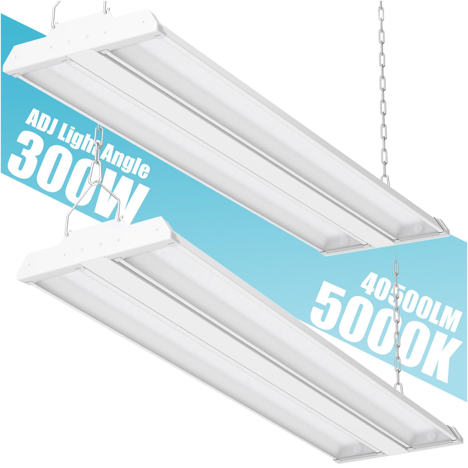 LED Linear High Bay Shop Light 2-Pack, 5000K Daylight 300W 40500LM 0 ...