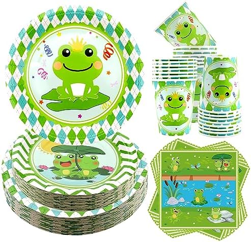 Amazon.com: Frog Birthday Decorations Paper Plates Disposable Party ...