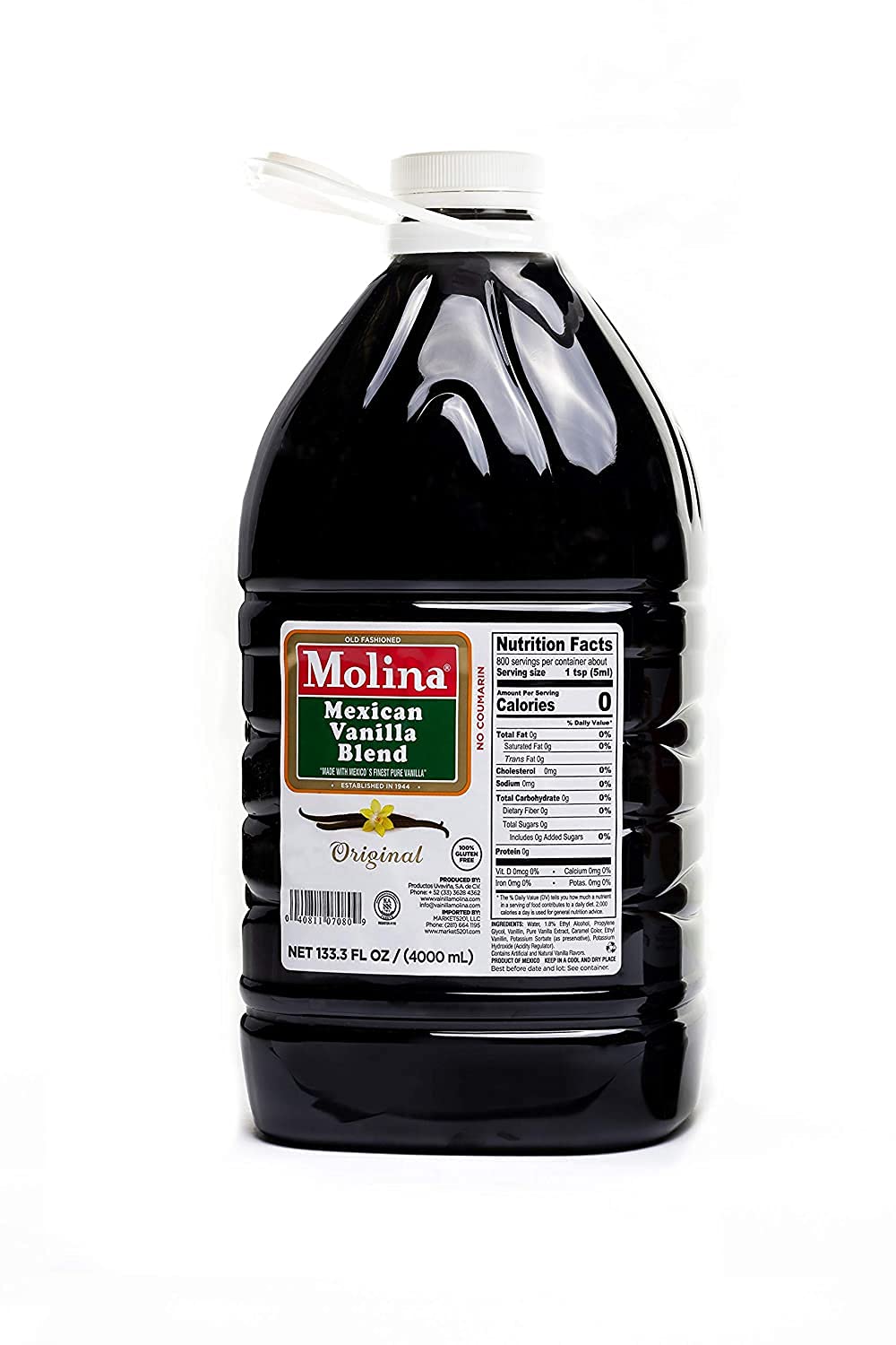 Amazon.com: Molina Vanilla - Mexican Vanilla 133.3 FL oz / 4000 ml ...