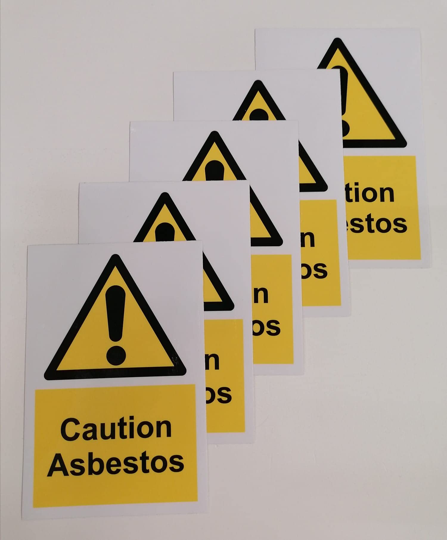 Caution Asbestos Safety Sign - Self Adhesive Stickers 150mm x 100mm ...