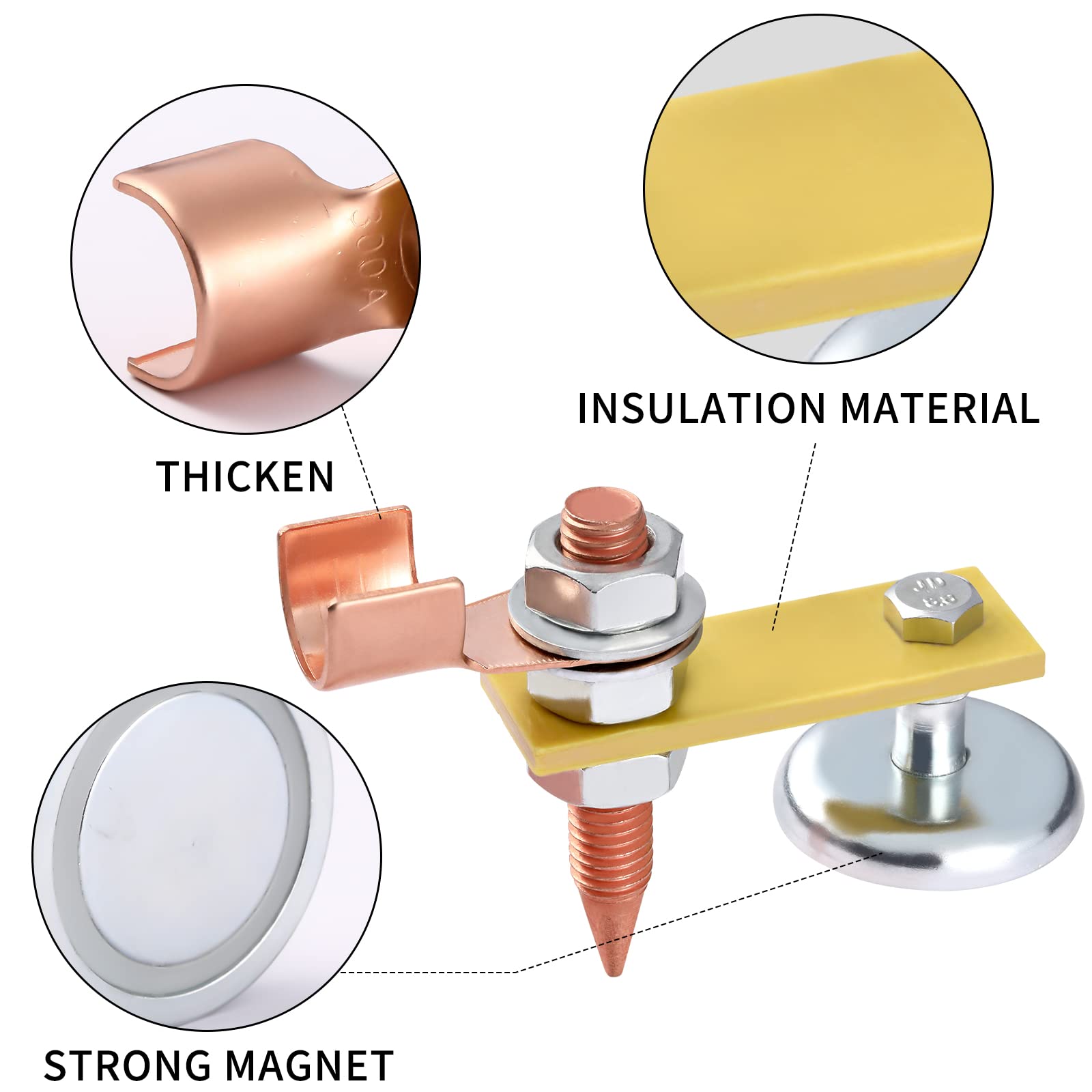Magnetic Ground Connector Heavy-Duty Clamp - Copper Conductor With ...