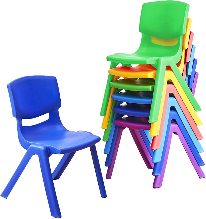 Amazon.com: 6Pcs Stackable School Chairs, Colorful Kids Plastic Chair ...