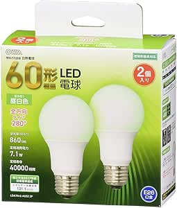 Amazon.co.jp: オーム(OHM) LED電球 E26 60形相当 昼白色 全方向 2個入 オーム電機 LDA7N-G AG52 2P 06-4708 : ホーム＆キッチン