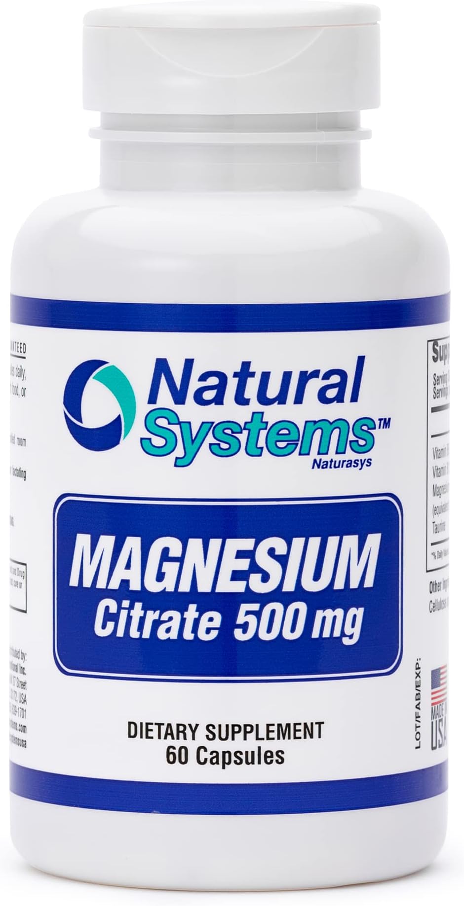Amazon.com: Natural Systems - Citrato de magnesio 500 mg 60 cápsulas de ...