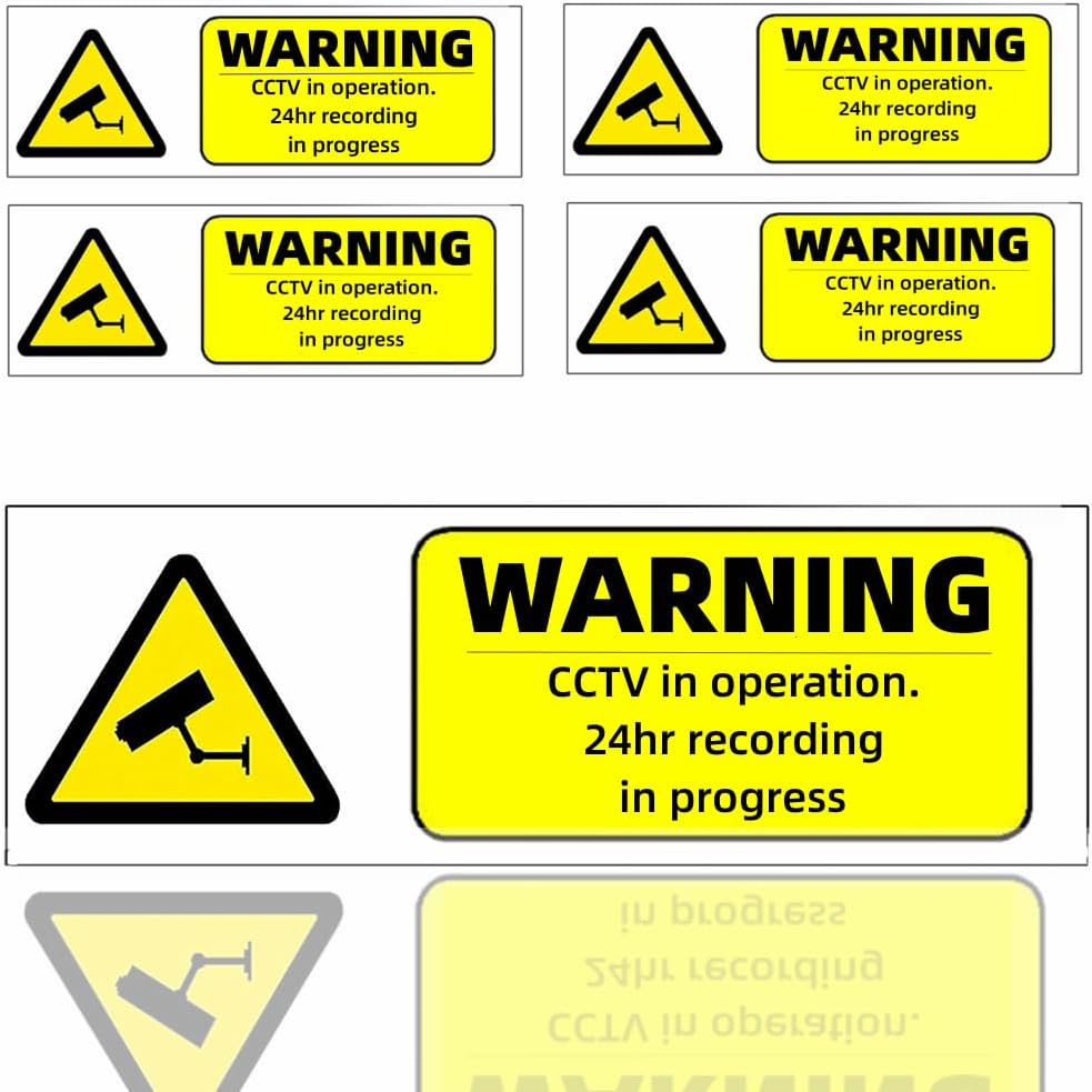 5 Pack CCTV Signage Security Notice Sicker CCTV In Operation Sign ...