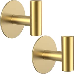 VINHOLD Gold Stainless Steel Wall Hooks, Heavy Duty Self-Adhesive Hooks ...