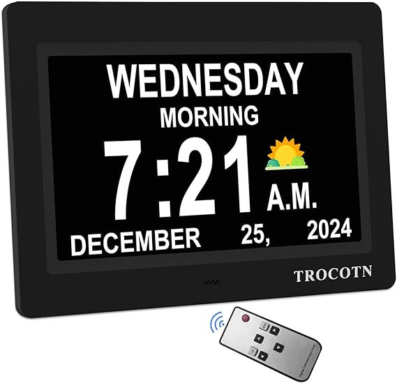 Amazon.com: TROCOTN Dementia Clock Large Digital Clock for Seniors ...