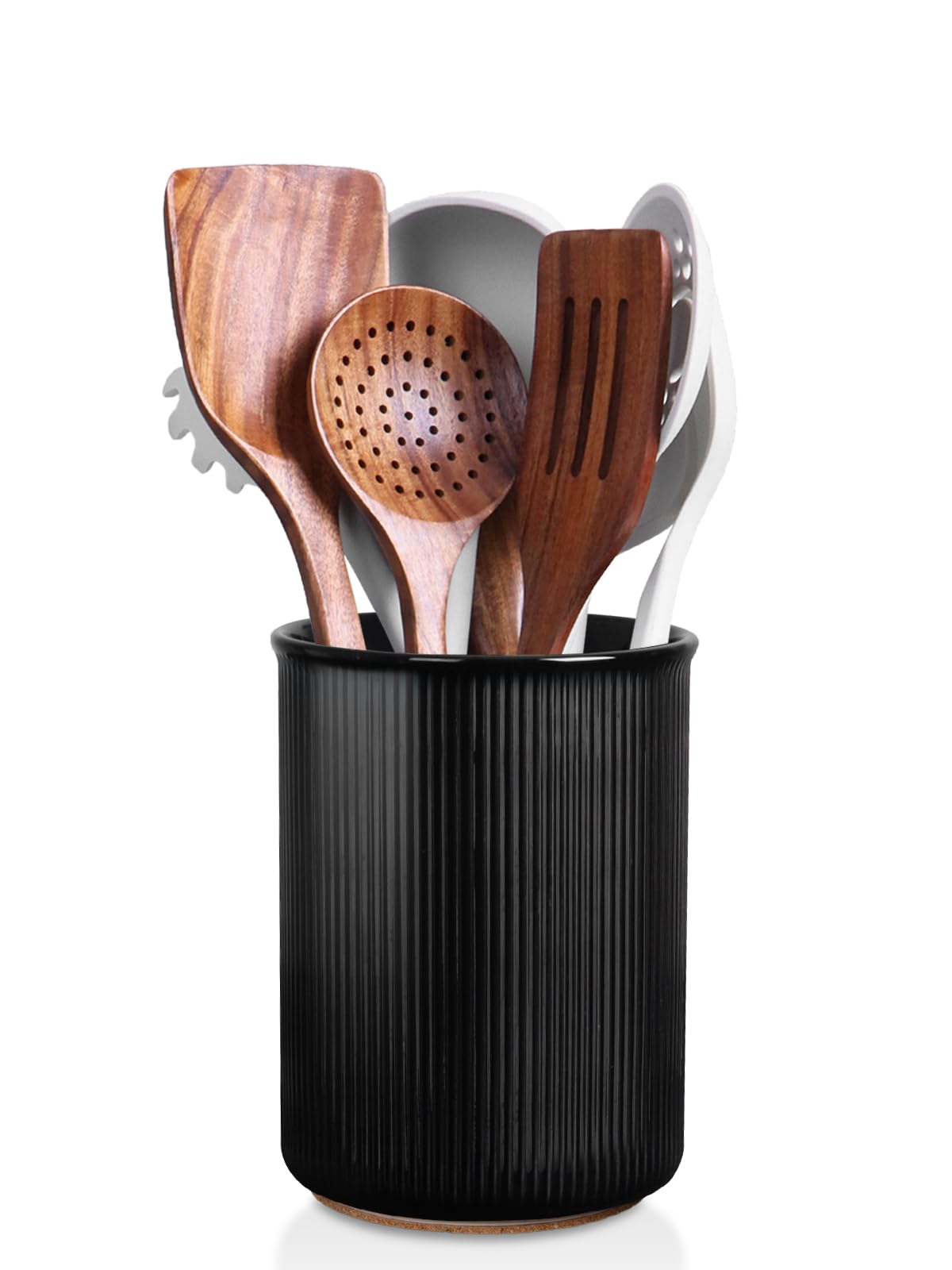 Amazon.com: LoeJan Utensil Holder, 6.7" Utensil Crock, Stable Ceramic ...
