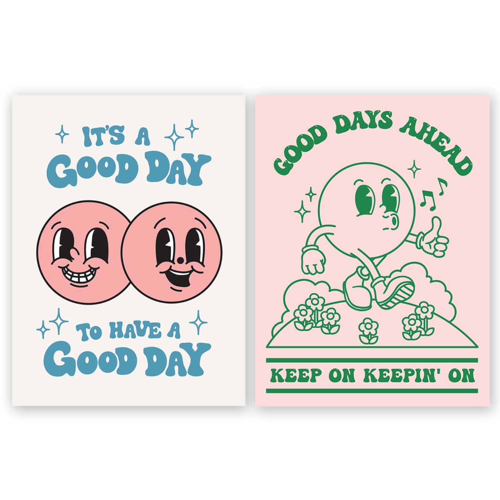VEEVIIY Retro Posters Aesthetic Cute Room Decor Vintage Wall Art, 2PCS ...
