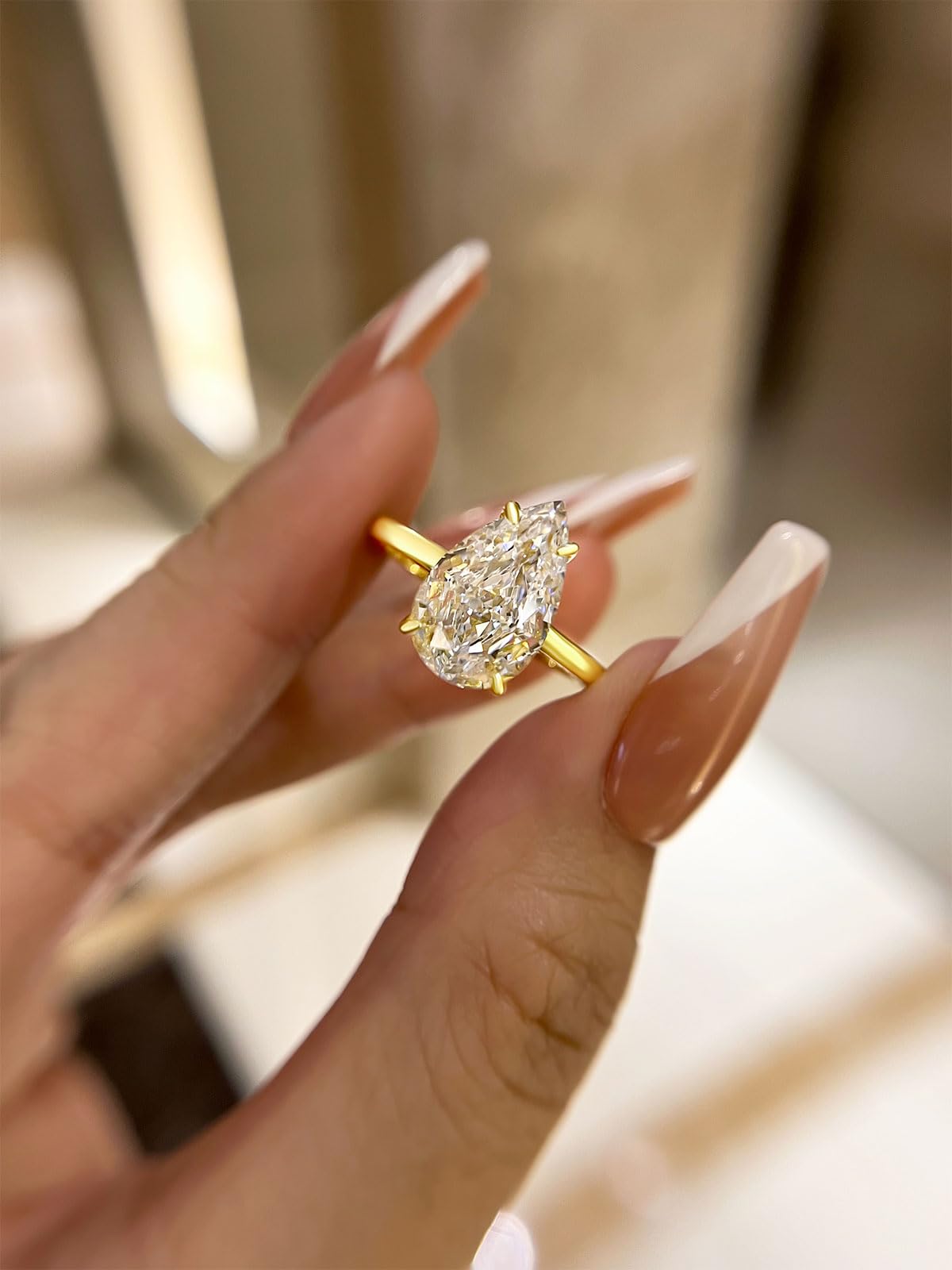 Snapklik.com : Effinny 35ct Solitaire Pear Shaped Engagement Ring For ...