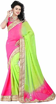 Amazon.com: Sakala Export Charming Fancy Pallu Saree in Rose Pink ...