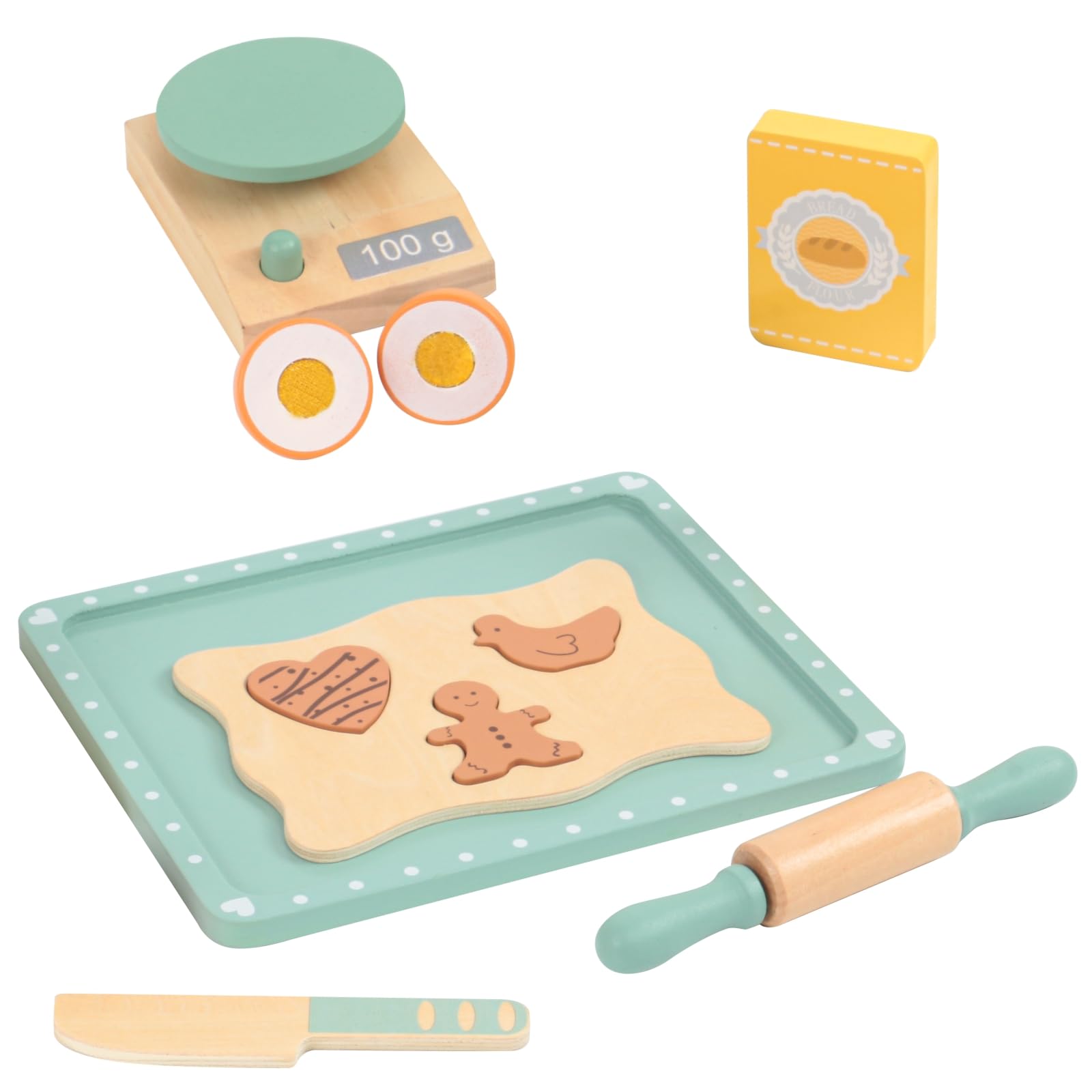 Amazon.com: Wooden Cookie Bake Play Food Set, Pretend Play Cookies and ...