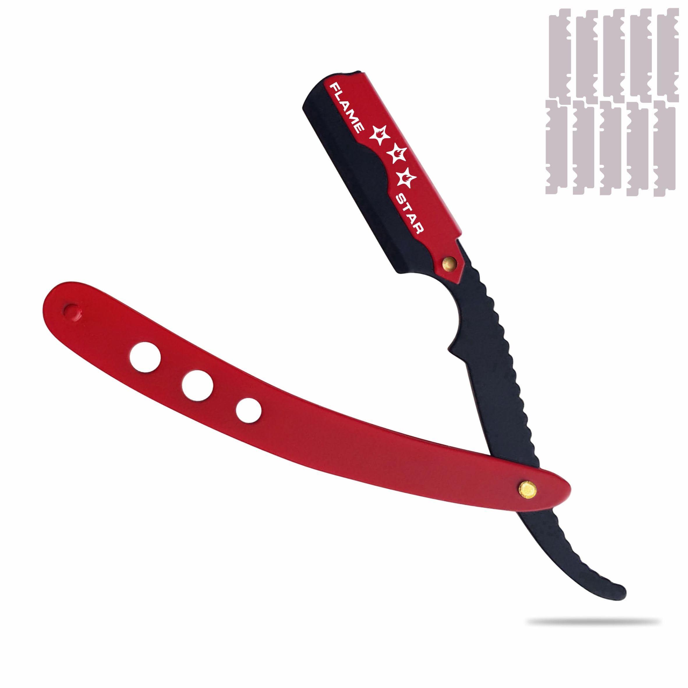 Amazon.com: Red Black Barber Staright Edge Salon Hair Cut Razor 100% ...