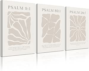 Amazon.com: Scripture Christian Wall Art Set of 3 Beige Bible Verses ...