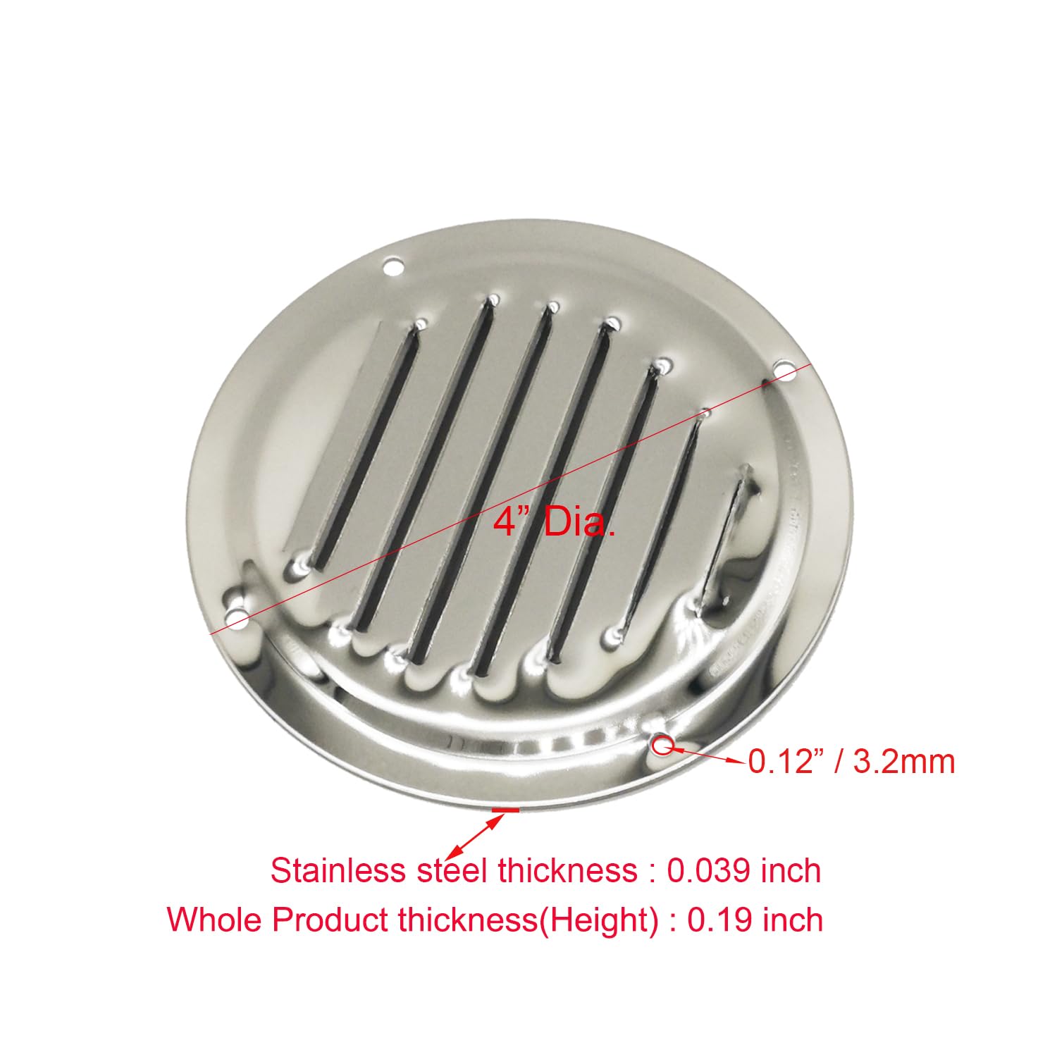 Snapklik.com : 4" Round Louvered Air Vent, 316 Stainless Steel Marine ...