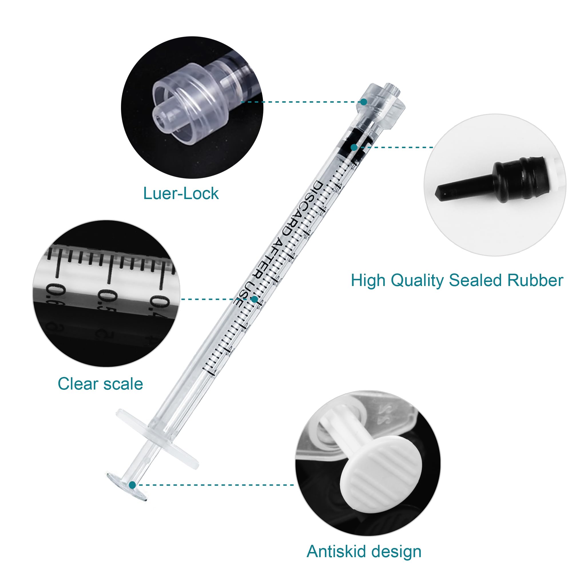 Snapklik.com : 1ml Luer Lock Syringe Without Needle - 1cc Plastic ...