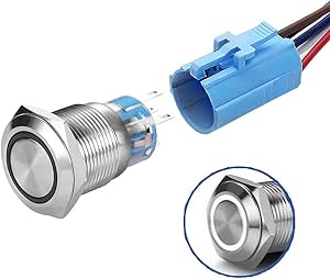 WerFamily Angel Eye Ring 12V White LED 19mm Latching Push Button Switch ...