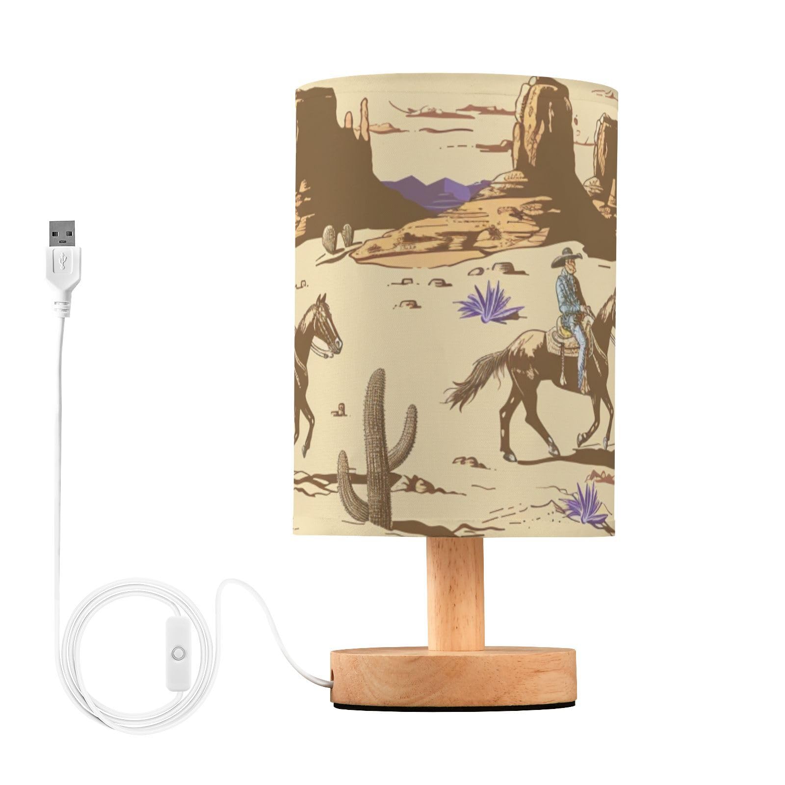 Oarencol Western Desert Cowboy Bedside Table Lamp Retro Nightstand Lamp ...