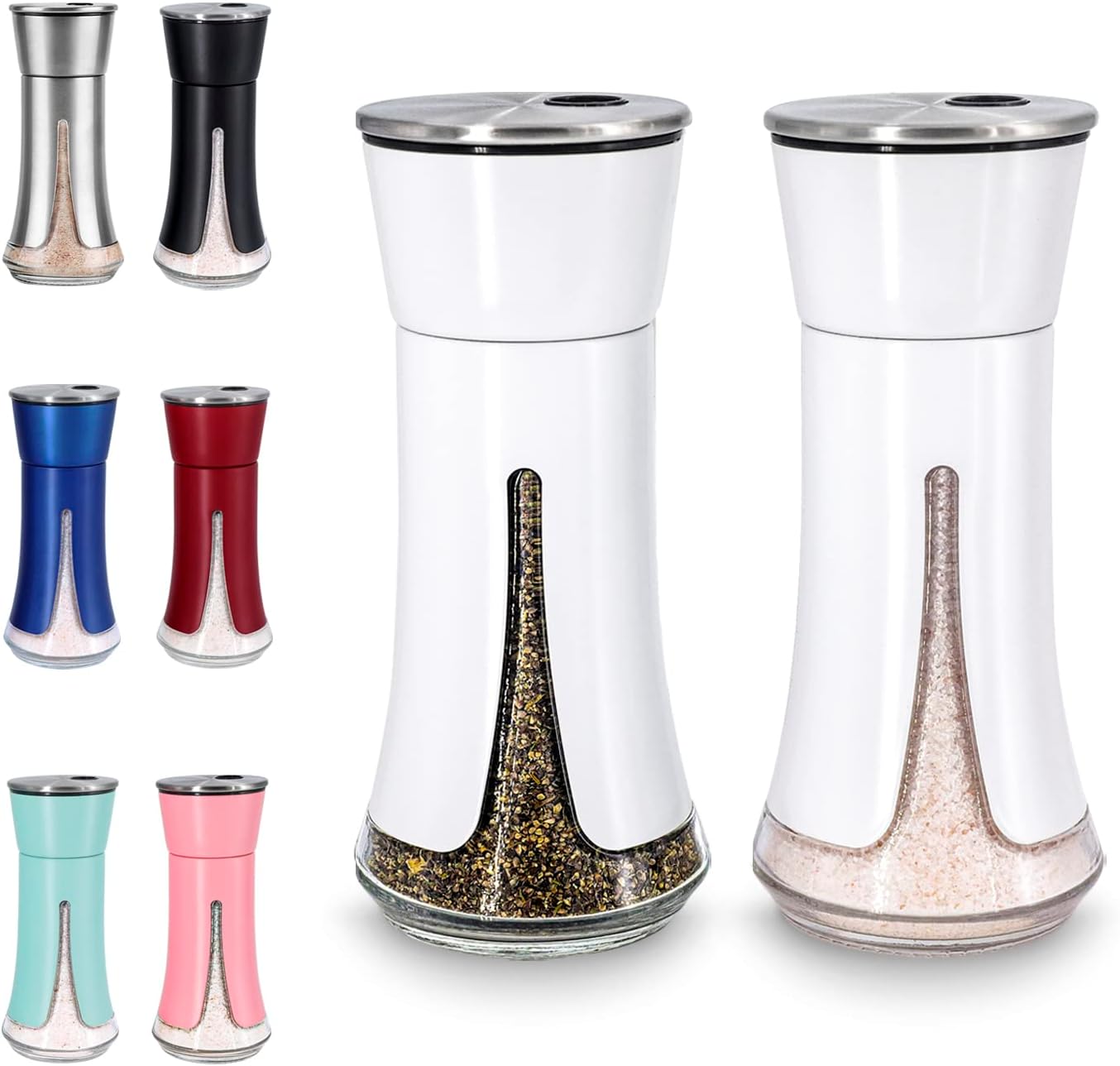 Amazon.com: White Salt and Pepper Shakers by Aelga, Salt Shaker with ...