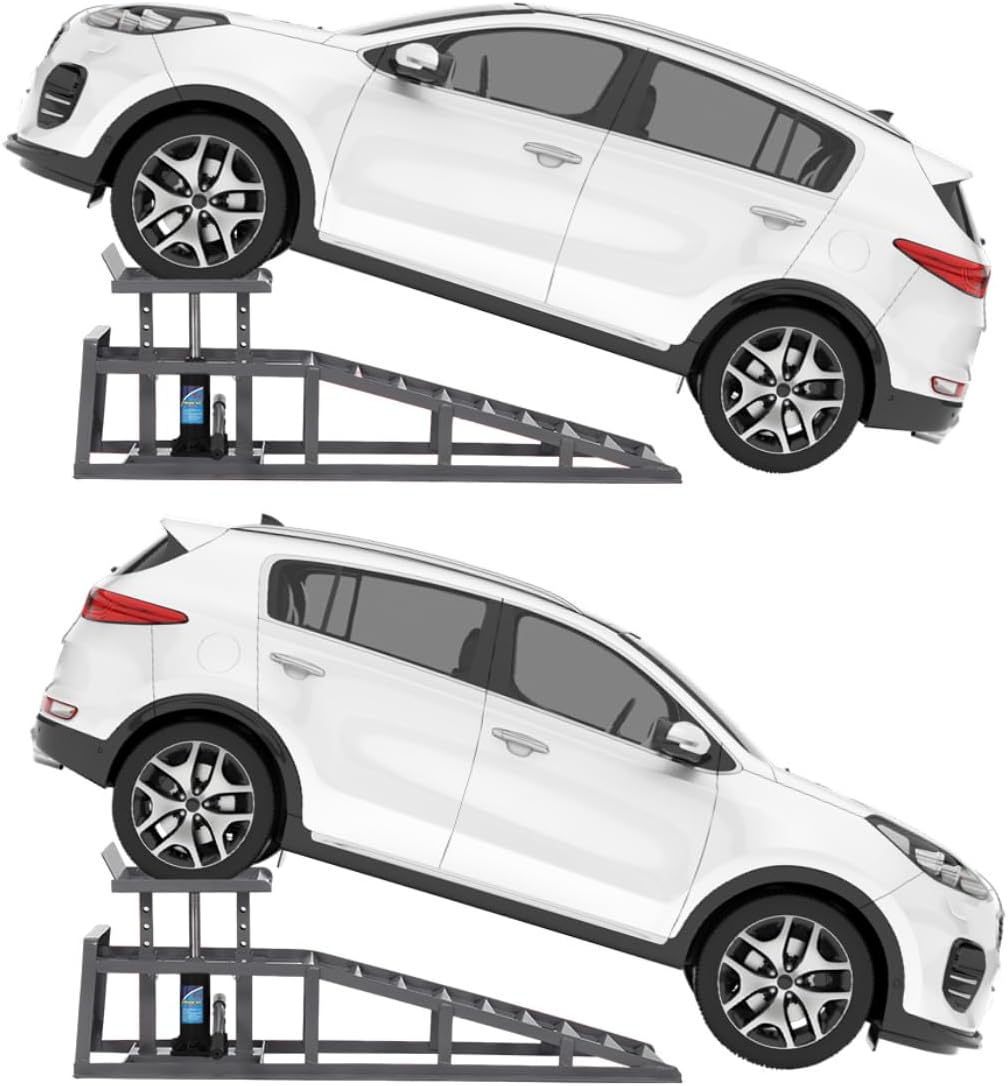 Amazon.com: 5 Ton Hydraulic Car Ramps 2 Pack, Heavy Duty Adjustable ...