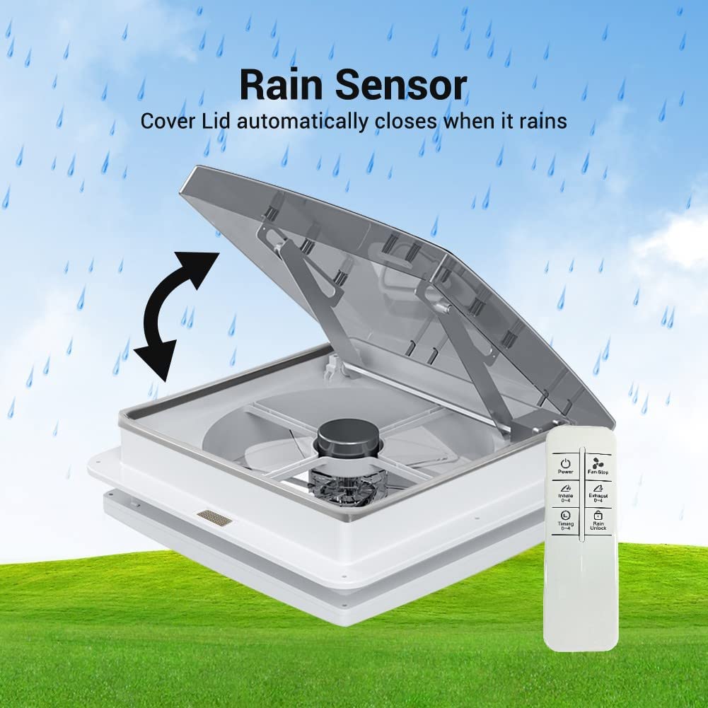 Buy 12" Caravan Roof Vent Fan Ultra Less Noise Motor with Remote, Air ...