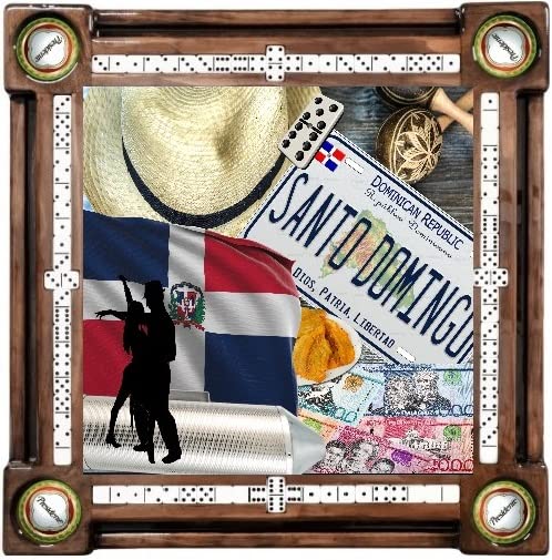 Amazon.com: Dominican Domino Table Collage Red Mahogany Frame with ...