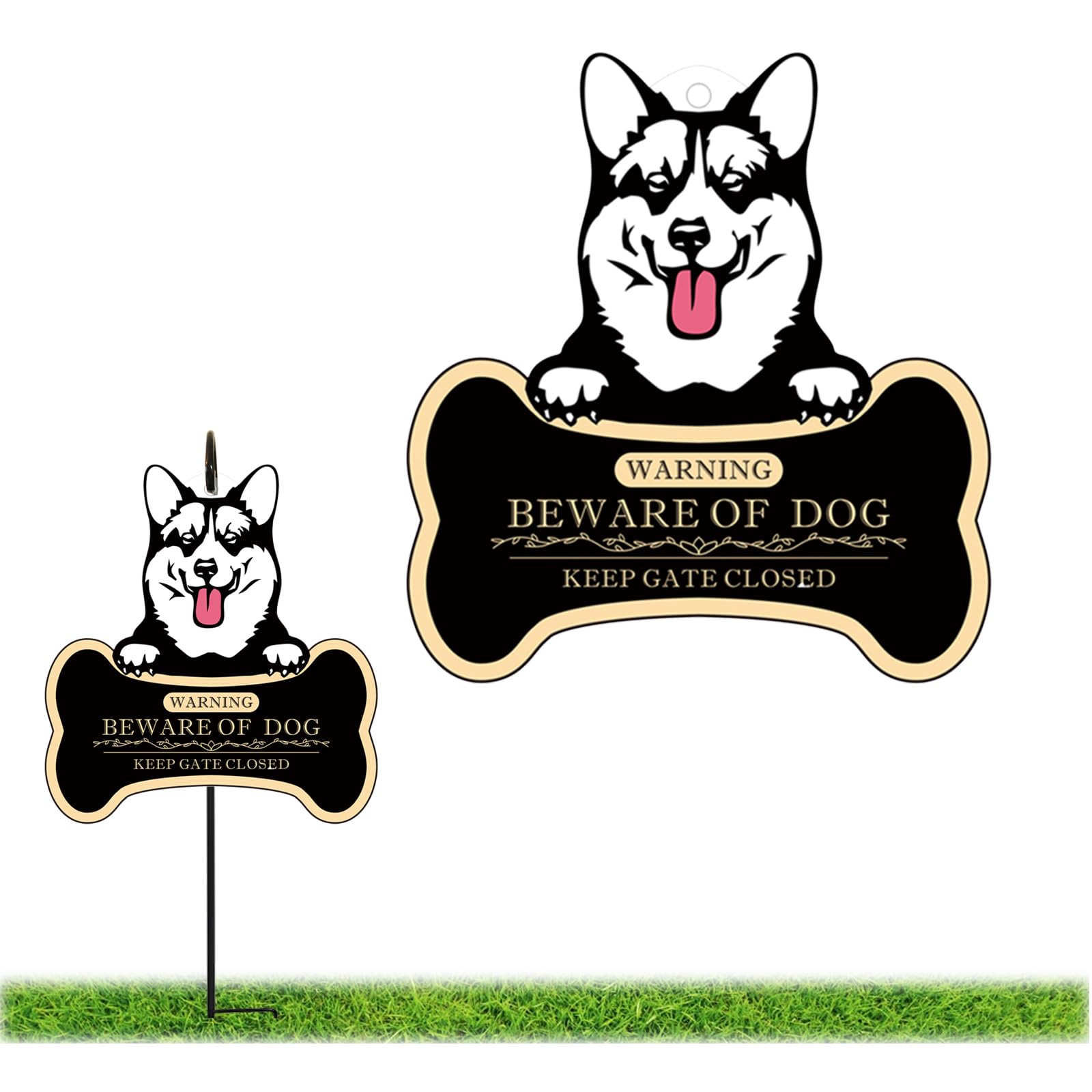 Amazon.com : MOONOON Funny Beware of Dogs Yard Sign, 10.8”x10”Beware of ...