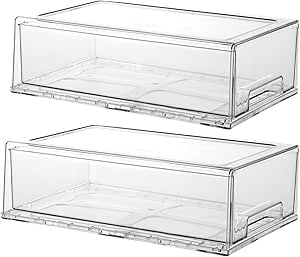 Amazon.com: Stackable storage drawers, clear pull-out organizer with ...
