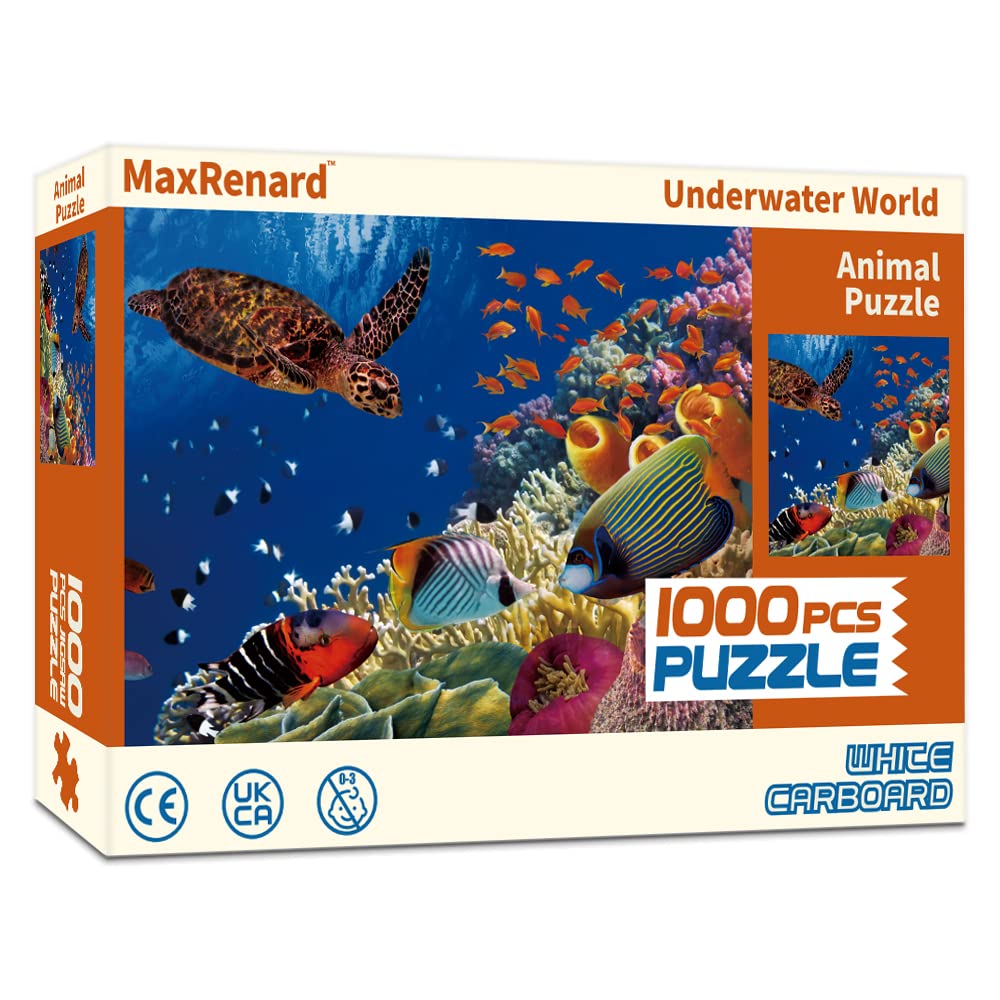 MaxRenard Game 1000 Pieces Jigsaw Underwater World with Glue Sheets ...