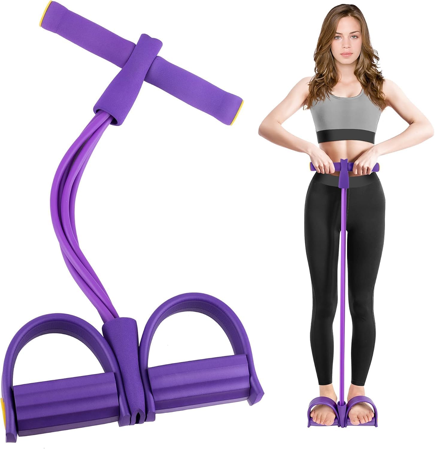 Pedal Resistance Band, 4 Multifunctional Yoga 4-Tube Tension Ropes ...