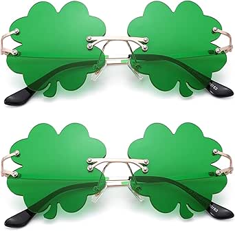 Amazon.com: 2 Pairs St. Patrick's Day Glasses Irish Shamrock Sunglasses ...