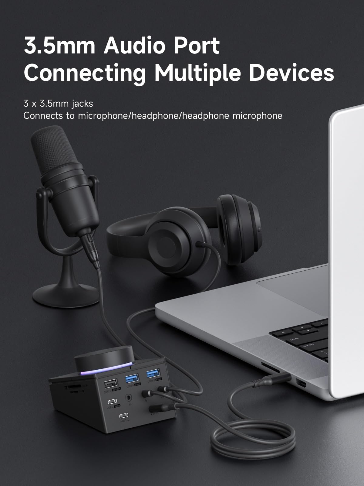 Laptop Hub Docking Station Hagibis Knob USB C Hub With Shortcut Buttons ...