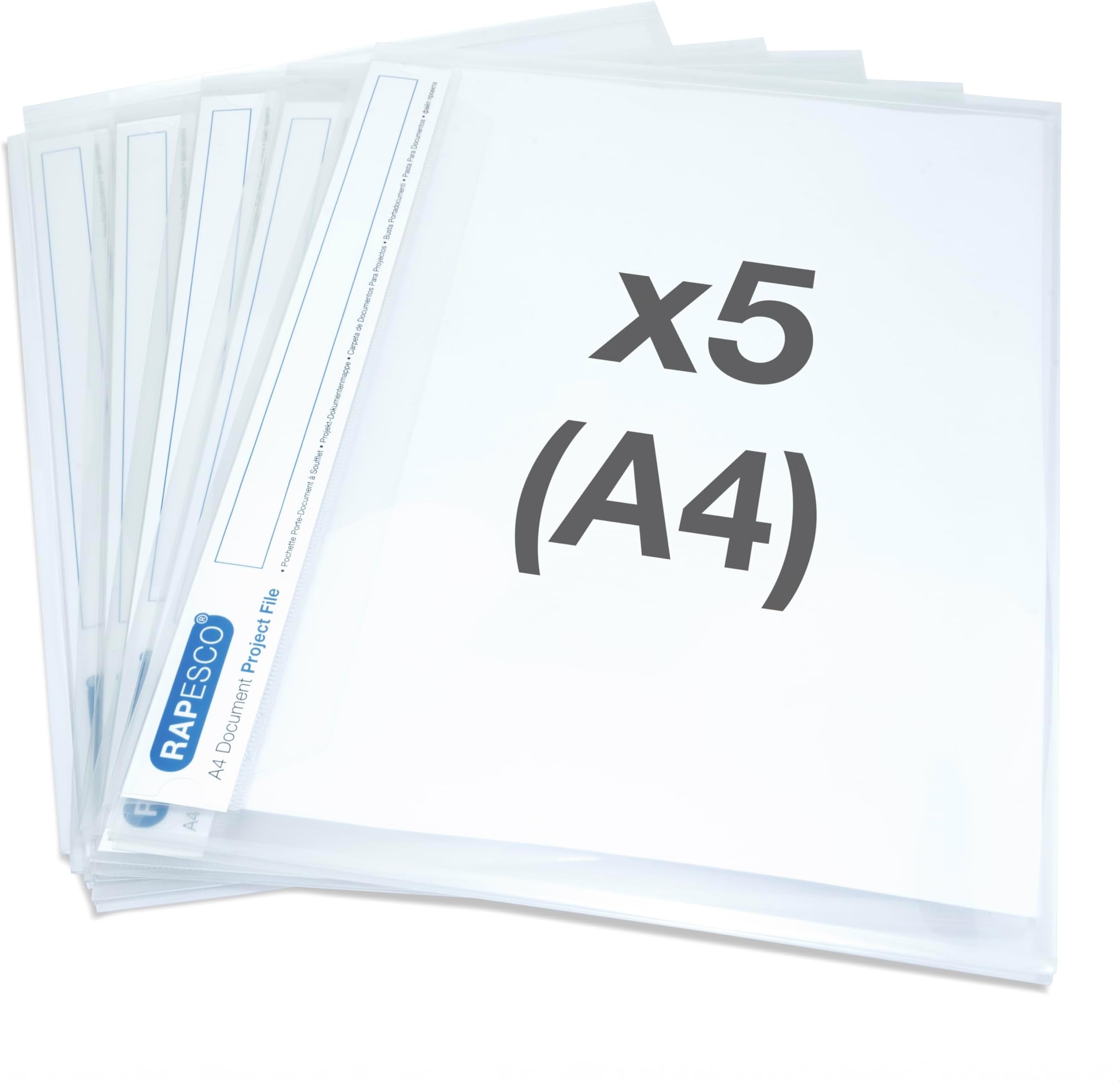 Rapesco 0796 Zippi File with Plastic Zip, A4+, Transparent, Pack of 25 ...