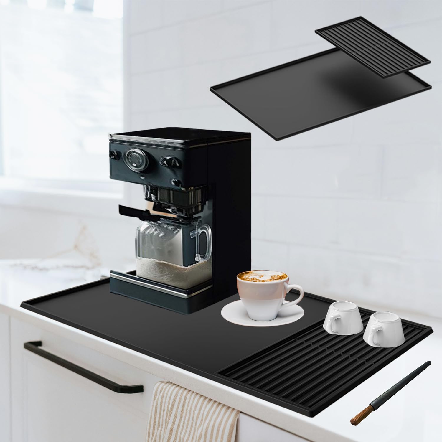 Amazon.com: Silicone Coffee Mat 16"x24", Coffee Bar Mat for Countertops ...