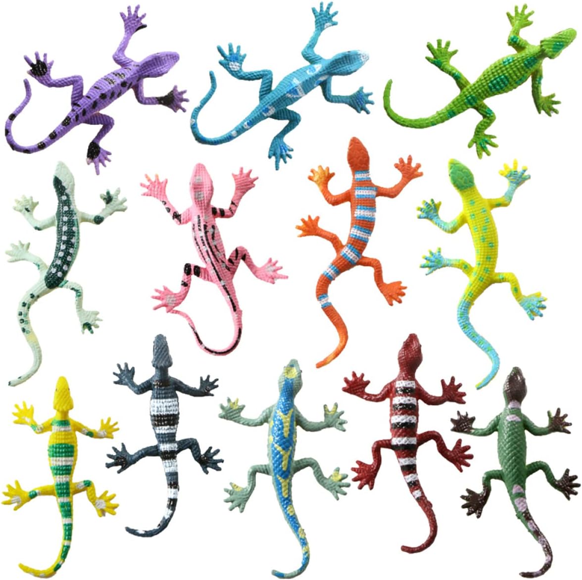 Toyvian Plastic Lizard Toys, 12pcs Colorful Fake Lizard Toys Realistic ...