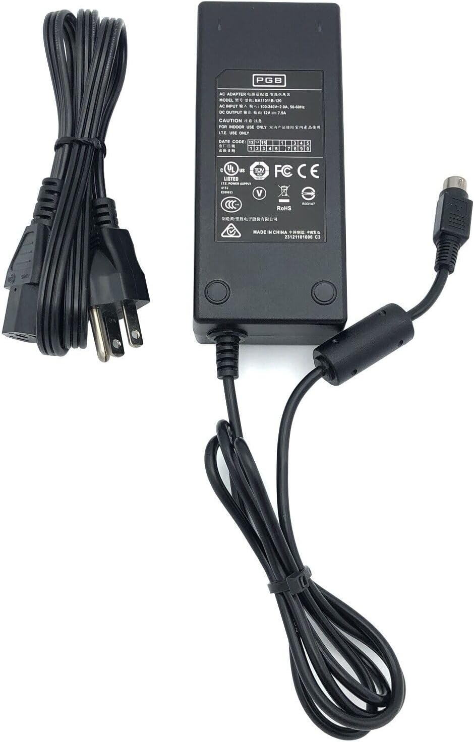 Amazon.com: PGB EA11011B-120 12V 7.5A 90W 4-Pin AC Power Adapter Supply ...