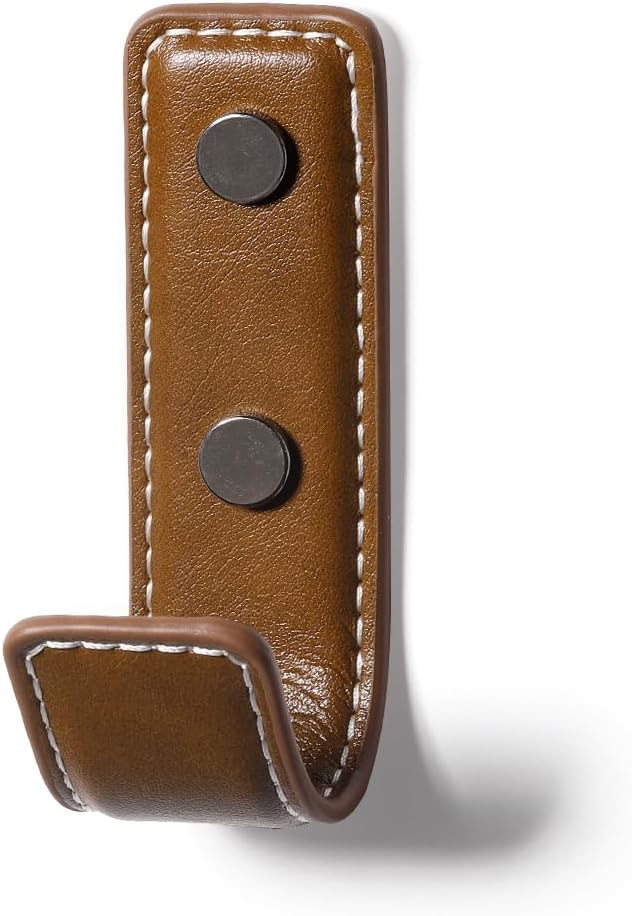 Amazon.com: SORWDUERM 4 Pack Brown Leather Coat Hooks Wall for Hanging ...