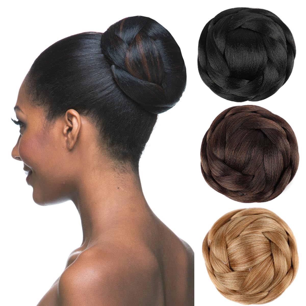 Amazon.com : Clip on Neat Buns Extension Woven Dome Chignon Hair Piece ...