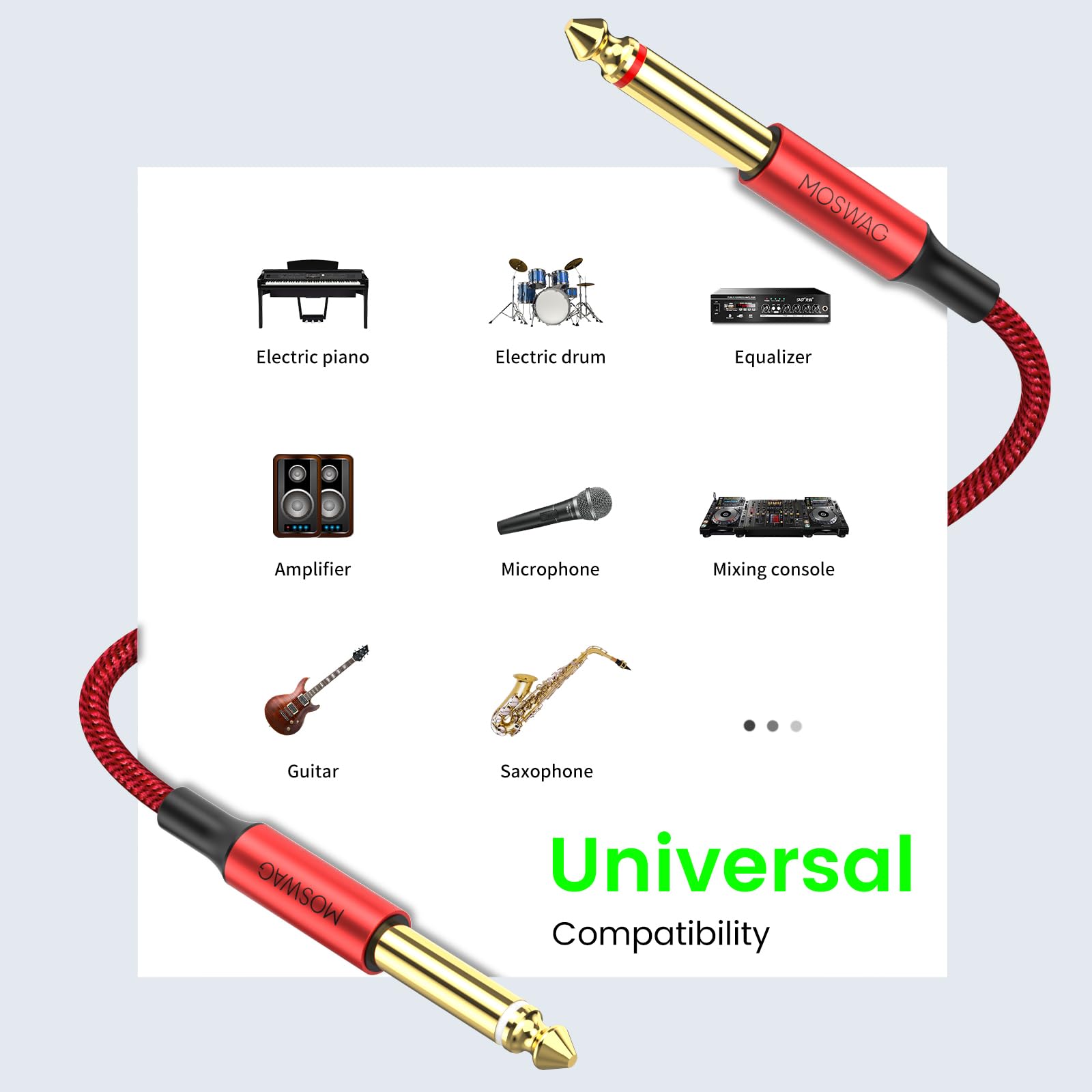 Snapklik.com : Audio Instrument Cable, 10FT/3M 1/4 Inch TS To 1/4 Inch ...