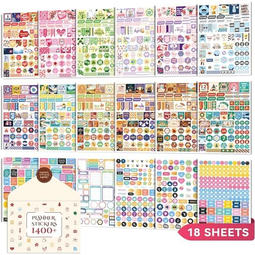 Amazon.com: Ospelelf Planner Stickers, 18 Sheets Monthly Calendar ...