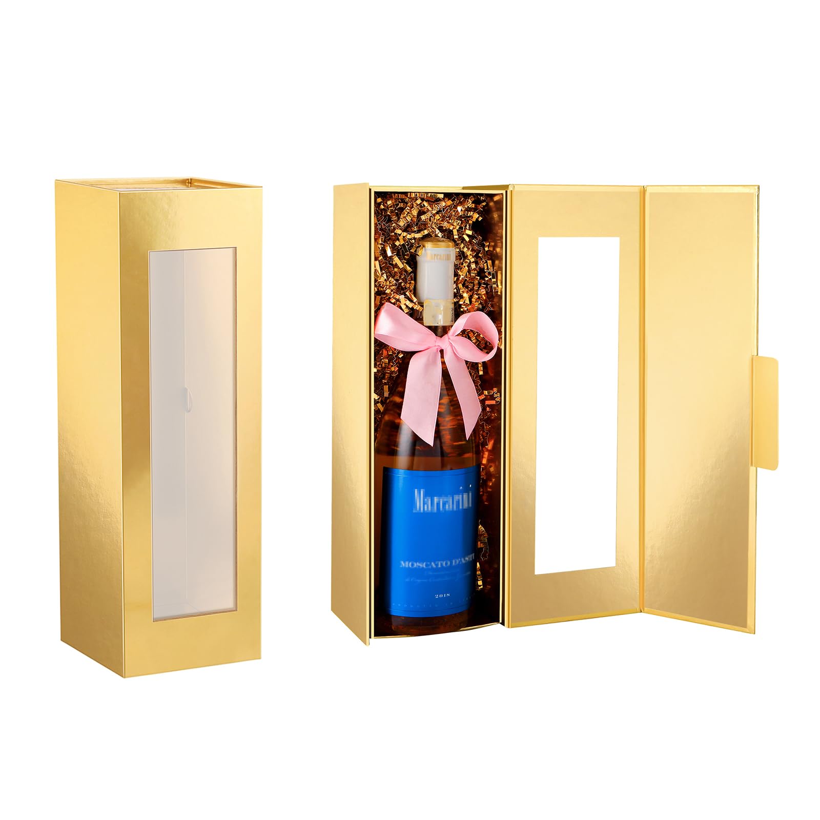 Amazon.com: PACKQUEEN 2 Wine Gift Boxes with Window, 13.5x4.5x4 Inches ...