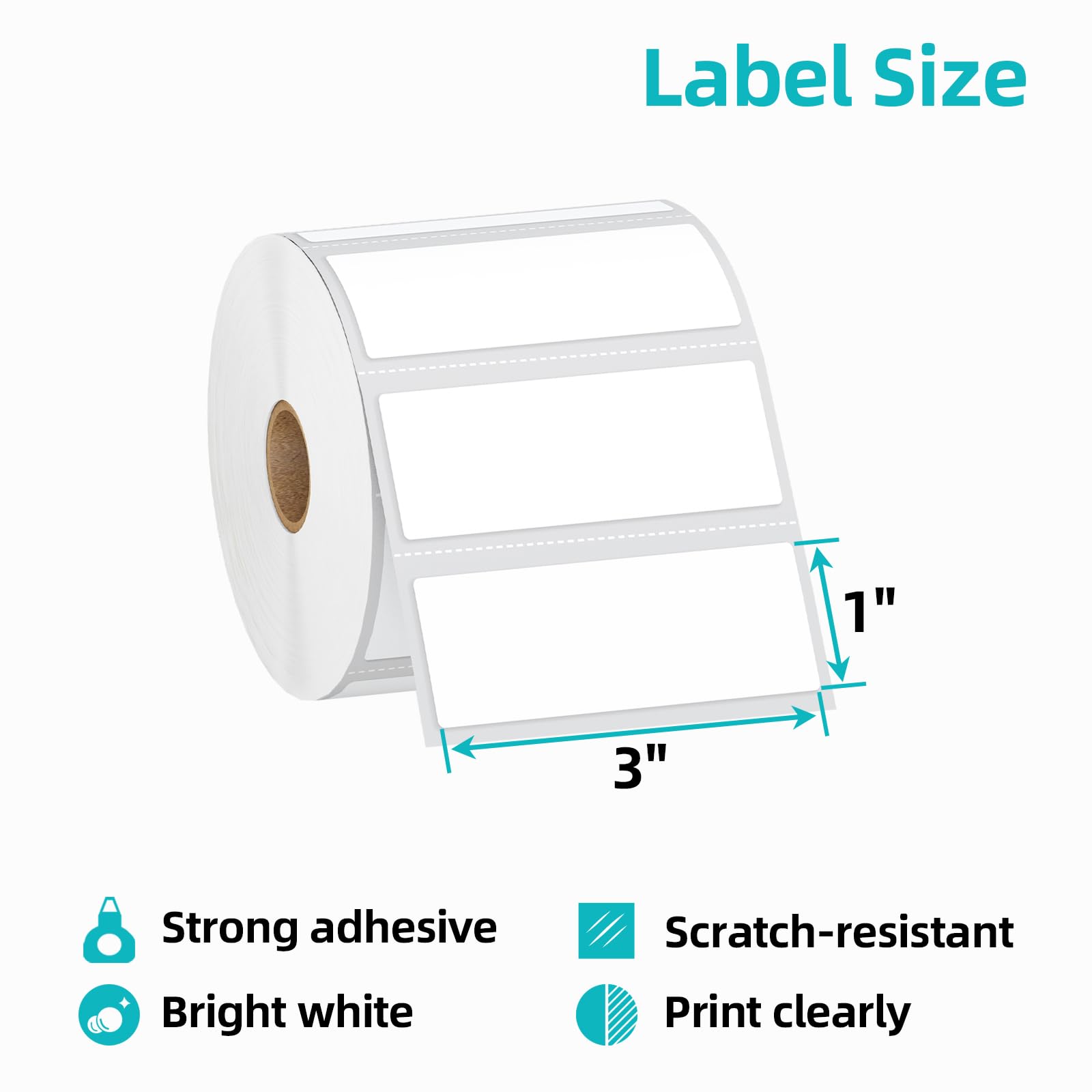 Snapklik.com : Kingtac (15,600 Labels/12 Rolls) Zebra 3x1 Labels ...