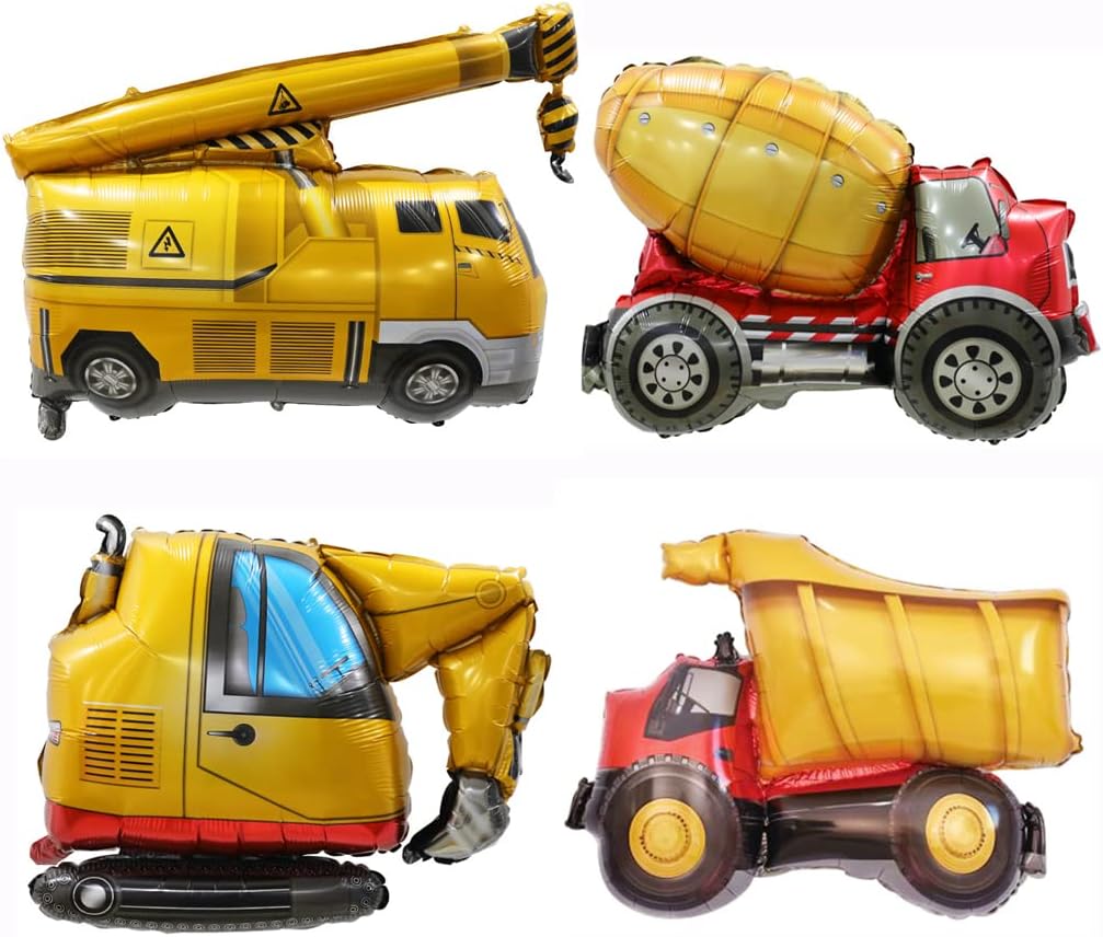 Amazon.com: BoningNEW 4PCS Engineering Vehicle Mylar Foil Balloons for ...