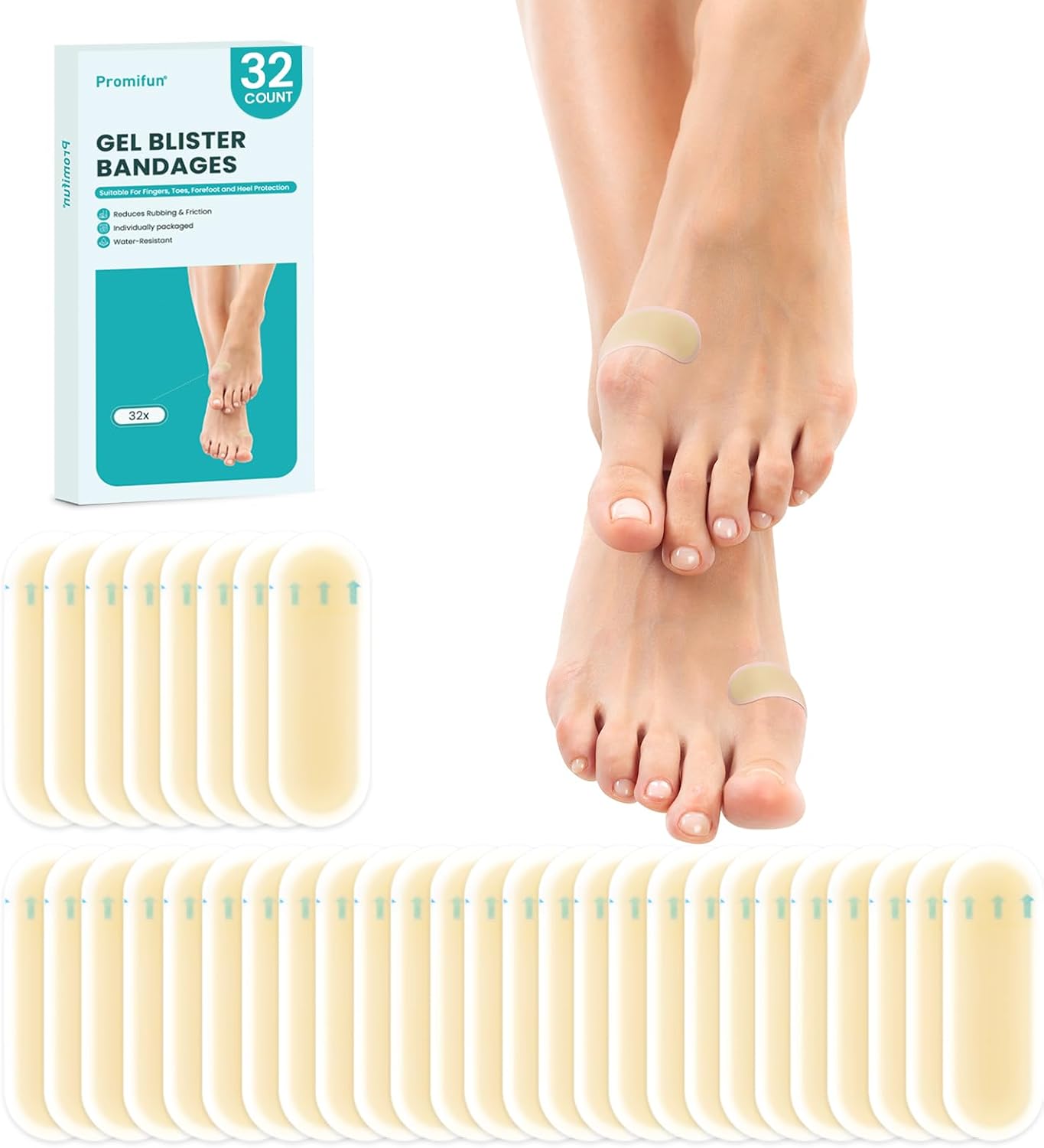Amazon.com: Promifun Waterproof Hydrocolloid Blister Bandages - Gel ...