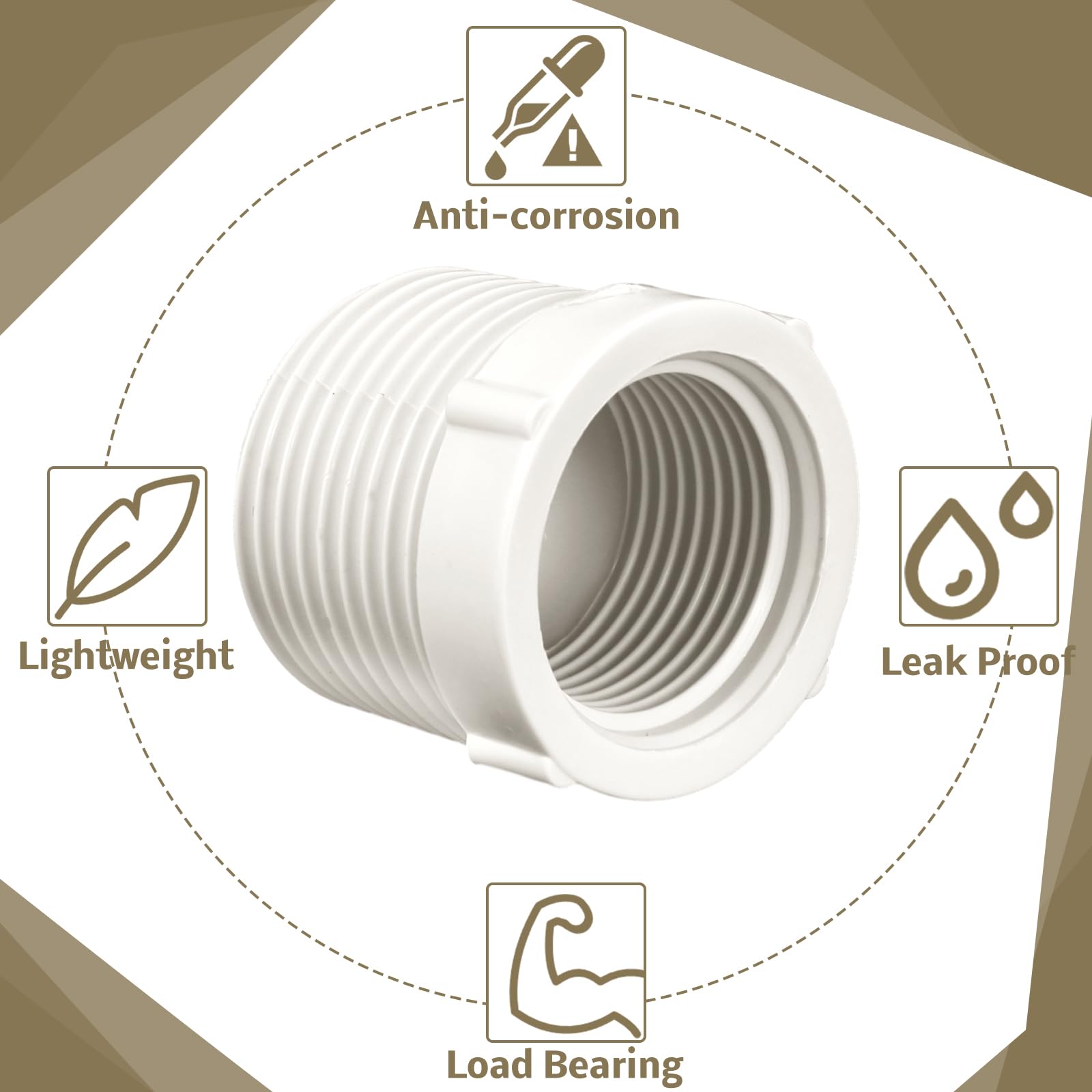 Snapklik.com : 10 Pcs PVC Pipe Fitting 1" Male To 3/4" Female Thread ...